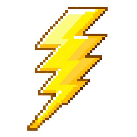 Retro Pixel Art Lightning Bolt Icon With Bright Yellow Colors In 8 Bit