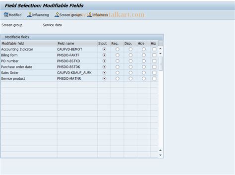 OIAY SAP Tcode Field Selection Order Header Service