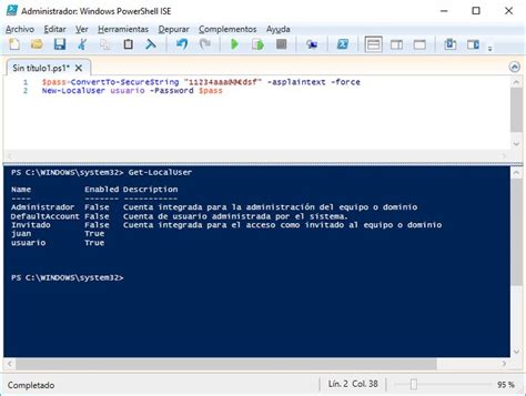 crear un usuario local con contraseña en windows 10 con powershell 5 1