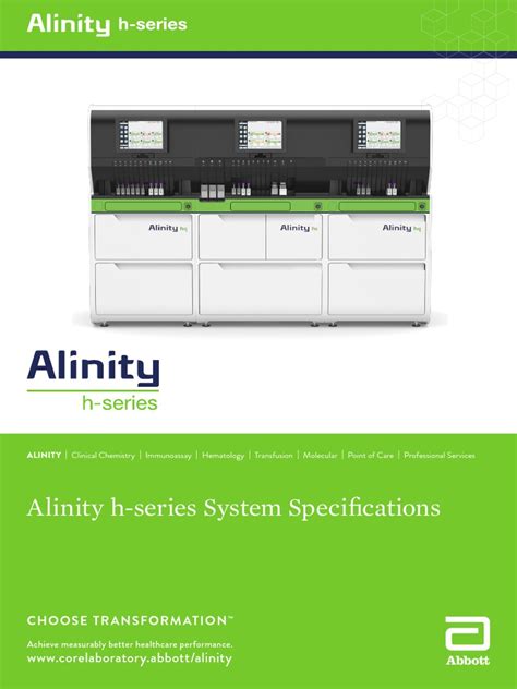Abbott Alinity H Series Hq Hs Hq Spec Sheet Pdf Chemistry