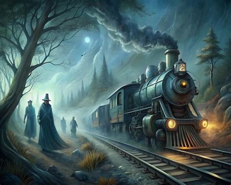 a halloween journey through the haunted rails premium ai generated image