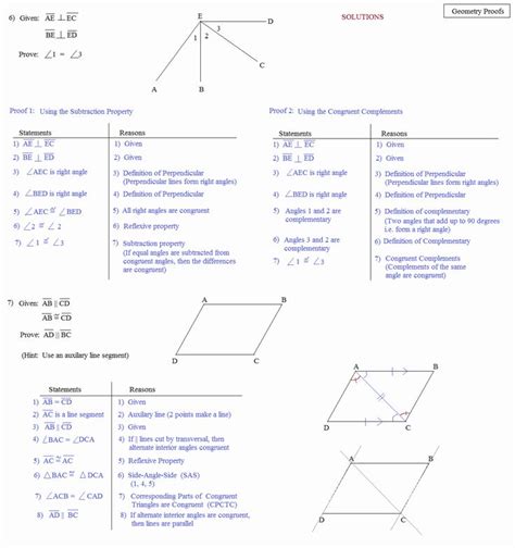 Geometric Proofs Worksheet With Answers Printable And Enjoyable Learning
