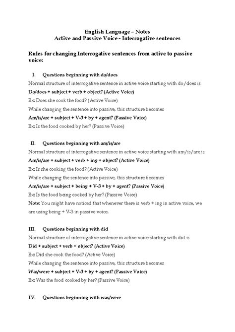 El Active And Passive Voice Interrogative Sentences English Language Notes Active And