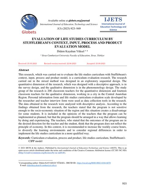 Pdf Evaluation Of Life Studies Curriculum By Stufflebeams Context