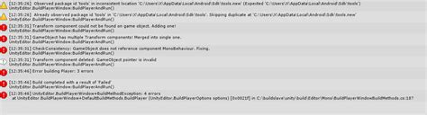 Unity Unknown Build Errors When Building For Android Game