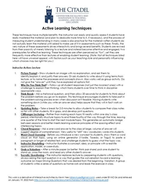 Active Learning Techniques Pdf