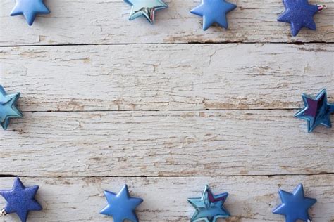 Photo Of Decorative Blue Star Christmas Border On Wood Free Christmas