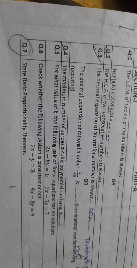 Q The L C M Of Two Co Prime Numbers Is Always Q Check Whether The