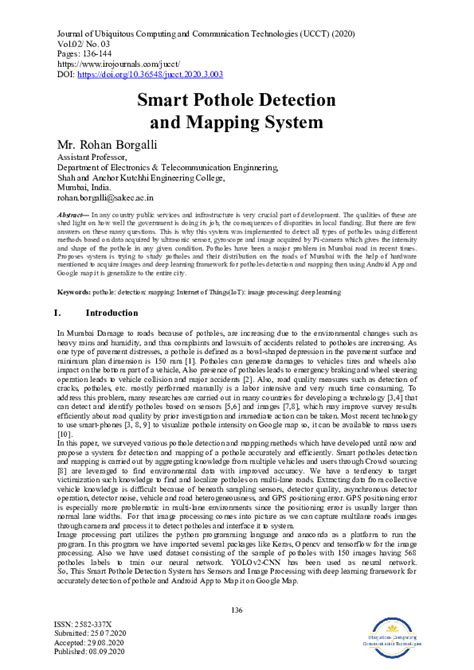 Pdf Smart Pothole Detection And Mapping System Rohan Borgalli