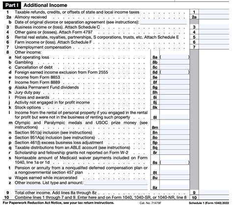 Schedule 1 Form 1040 Additional Income And Adjustments