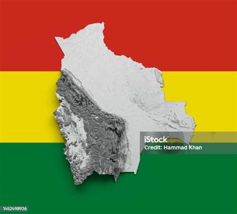 볼리비아 지도 볼리비아 국기 음영 릴리프 색상 높이 지도 흰색 배경 3d 그림 0명에 대한 스톡 사진 및 기타 이미지 0명