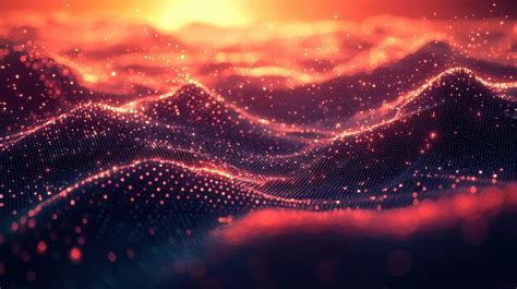 Abstract Digital Landscape With Glowing Particles Premium Ai