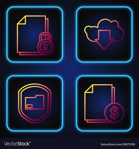 Set Line Finance Document Document Folder Vector Image