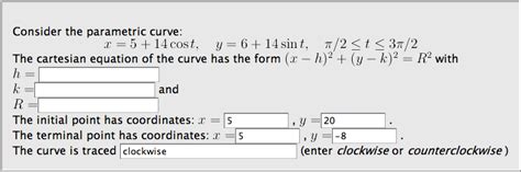 Solved Consider The Parametric Curve The Cartesian