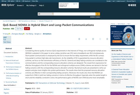 宋毅博士在《ieee Transactions On Vehicular Technology》上发表研究成果 物理与电子电气工程学院