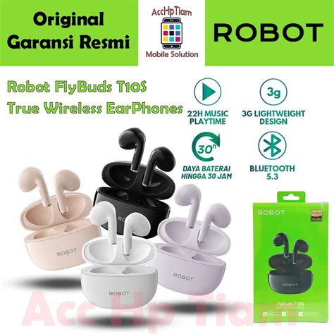Jual Headset Bluetooth Robot Flybuds T10S Semi In Ear TWS Wireless Earbuds Bluetooth 5 3 IPX4