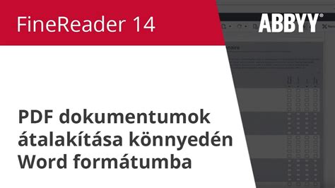 Finereader 14 Hogyan Pdf Dokumentumok átalakítása Könnyedén Word