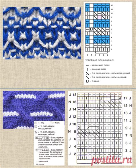 25 схем и образцов для интересного двух и трехцветного вязания спицам Схемы узоров вязания