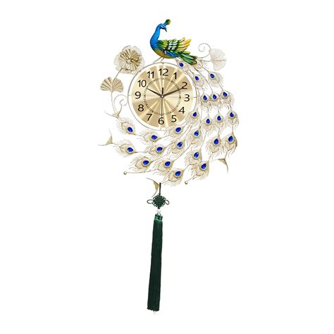 3d Peacock Wall Clock Metal Wall Clock Clear Scale Creative Silent Non