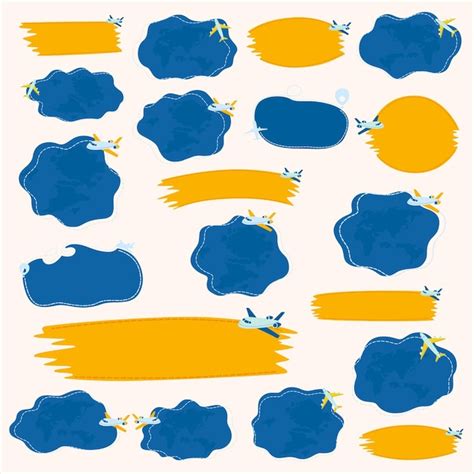 Shape With Plane Collection Premium Vector