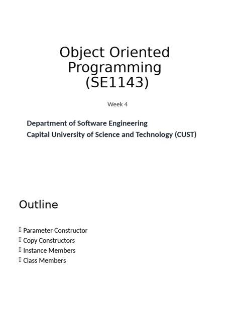 Lecture 4 Week4 Parameter And Copy Constructor Pdf Method Computer