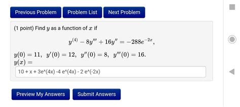 Solved Find Y As A Function Of X If Chegg Com