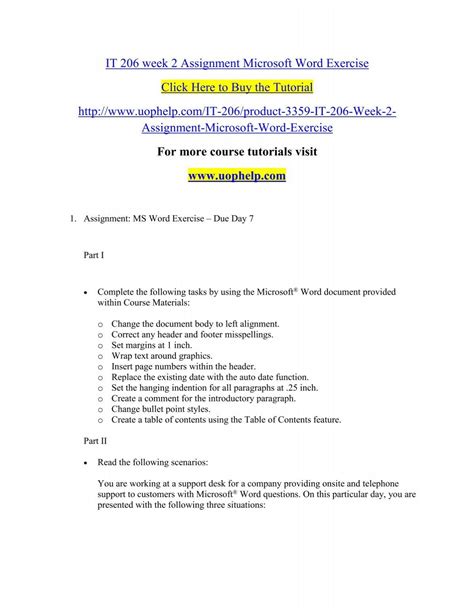 It 206 Week 2 Assignment Microsoft Word Exercise