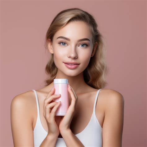 Premium Photo Young Woman With Cosmetic Produc