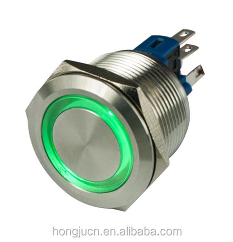 Pb 02a 22 Mf Bog 22mm Green Led Illuminated Momentary Stainless Steel