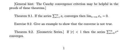 Solved General Hint The Cauchy Convergence Criterion May