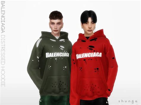 Shunga Balenciaga Distressed Hoodie The Sims 4 Download Simsfinds