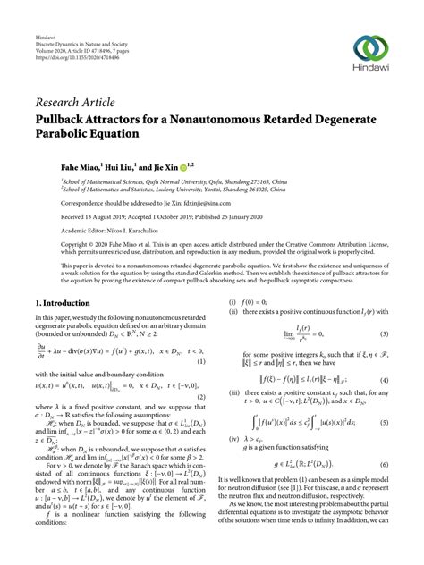 Pdf Pullback Attractors For A Nonautonomous Retarded Degenerate