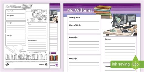 New Mo Willems Fact File Template Twinkl