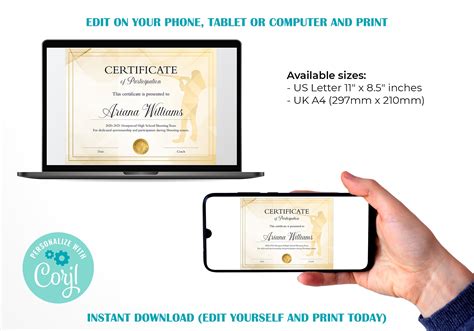 Diy Marksmanship Participation Award Printable Certificate Editable S — Posh Park