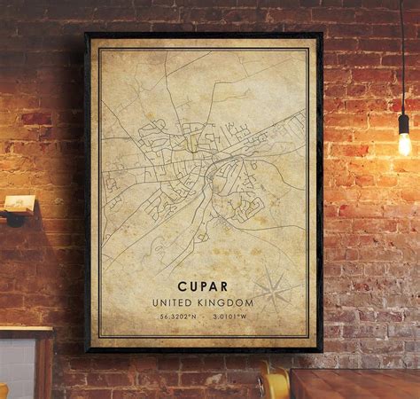 Cupar Map Print Canvas Cupar Map United Kingdom Map Art Cupar
