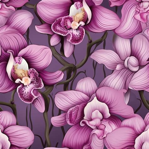Premium Ai Image Orchid Pattern For Packaging
