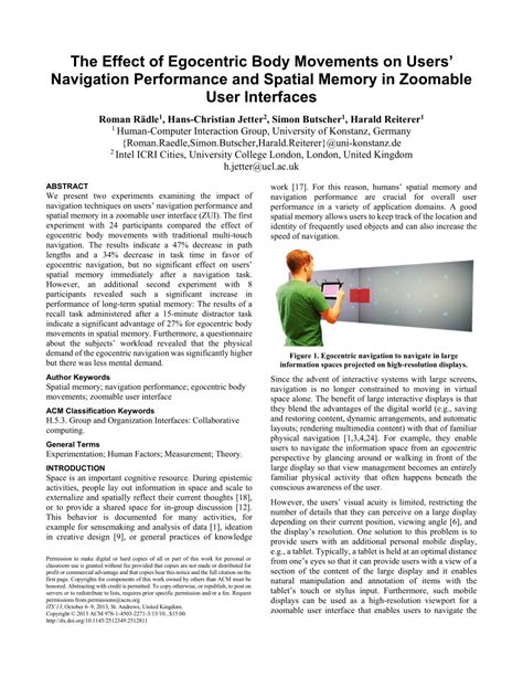 Pdf The Effect Of Egocentric Body Movements On Users Navigation Performance And Spatial