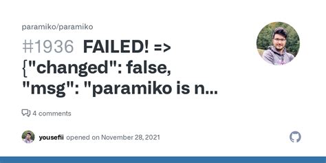 FAILED Changed False Msg Paramiko Is Not Installed No Module Named Paramiko