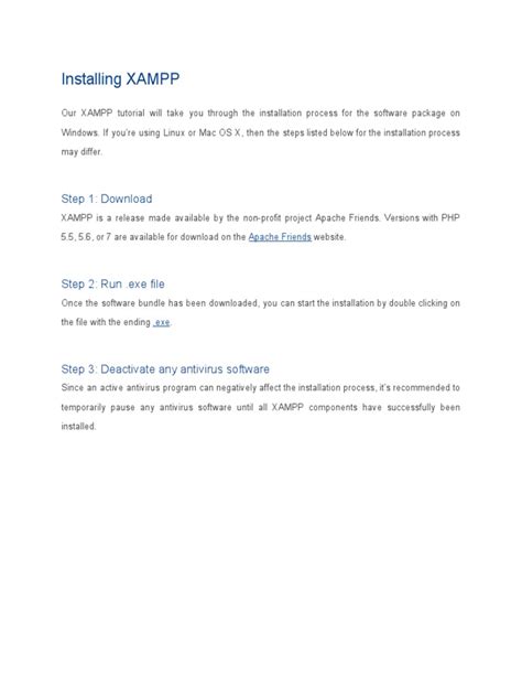 Installing Xampp Step 1 Download Pdf World Wide Web Internet And Web