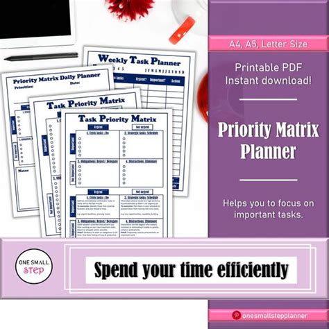 Priority Matrix Eisenhower Matrix Time Management Task Etsy