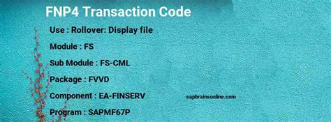 FNP4 SAP Tcode For Rollover Display File