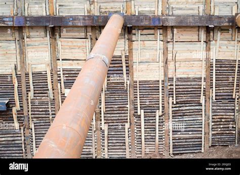 A Large Huge Ditch Pit Tunnel With Reinforcing Structures From Thick