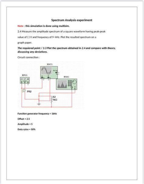 Solved Spectrum Analysis Experiment Note This Simulation Is Chegg