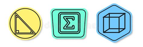 Set Line Calendar Geometric Figure Square And Function Mathematical Symbol Colored Shapes