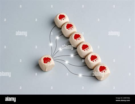 Virtual Cloud Computing Technology Or Virtualization In Cloud Computing Concept Wooden Cubes