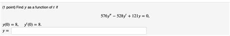 Solved Point Find Y As A Function Of T If Chegg