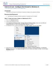 Lab Configure The Firewall In Windows Submission Sheet Docx Ci Lab