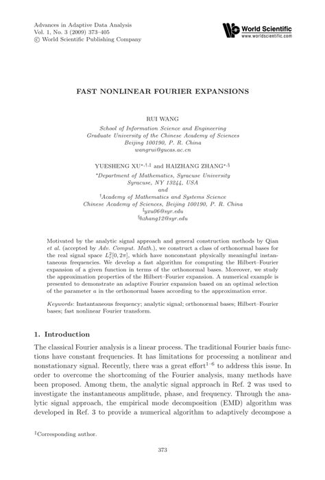 Pdf Fast Nonlinear Fourier Expansions
