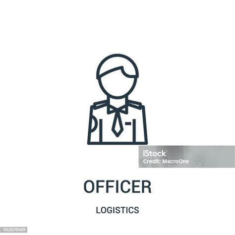 물류 컬렉션에서 장교 아이콘 벡터입니다 얇은 라인 장교 개요 아이콘 벡터 일러스트 레이 션 웹 및 모바일 앱 로고 인쇄 미디어에 사용할 선형 기호입니다 군사에 대한 스톡