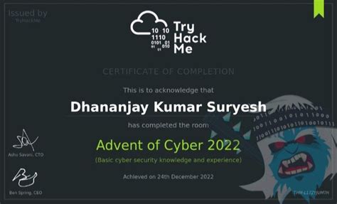Dhananjay Kumar Suryesh On Linkedin Cyber Cyberattacks Tryhackme